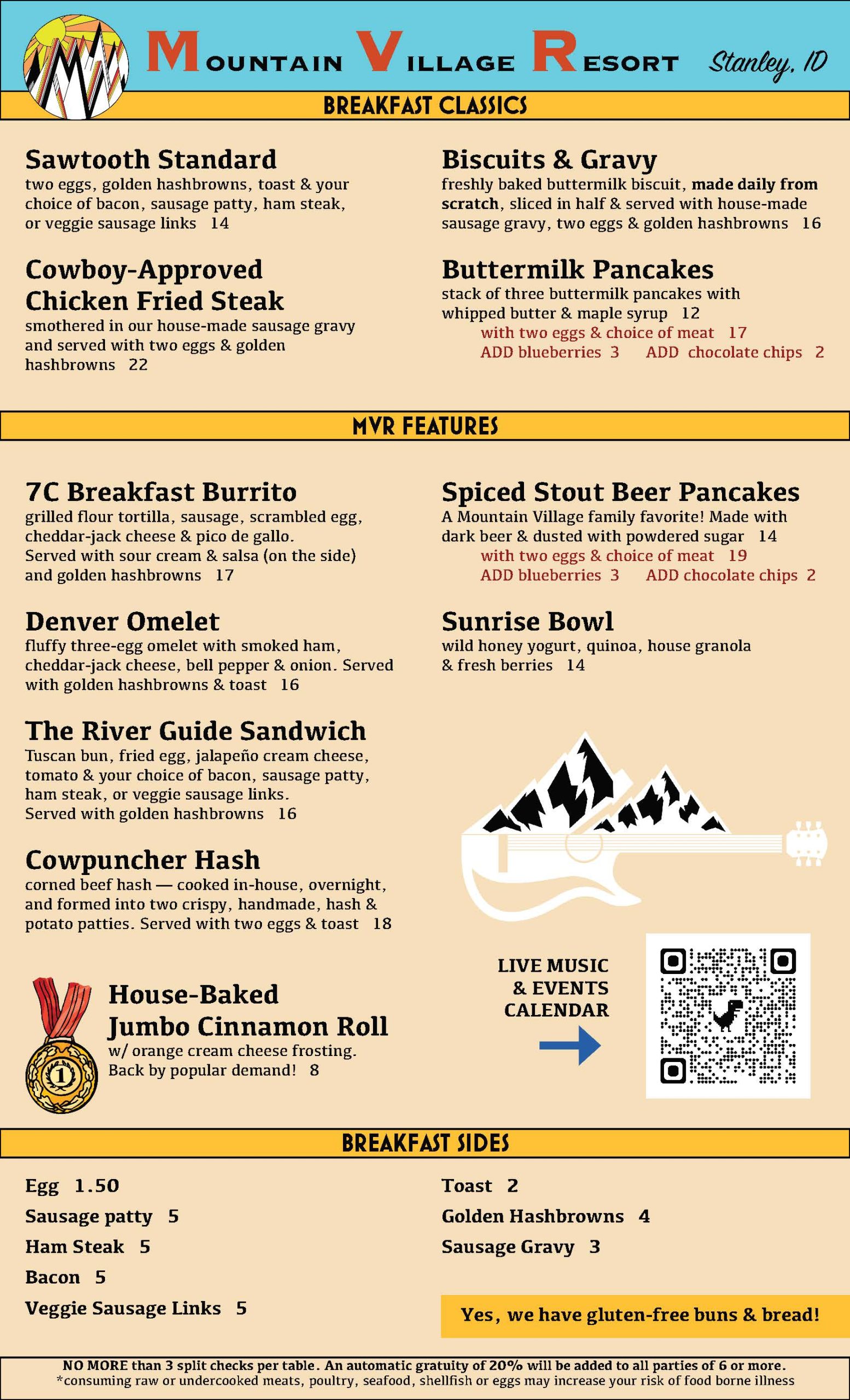 Menus – Mountain Village Resort